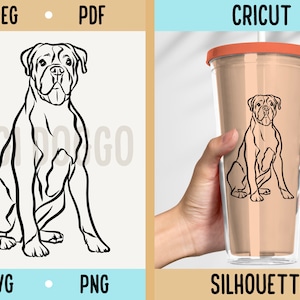 Boxer Dog Outline SVG/ Boxer Vector Illustration Bundle/ Cricut ...