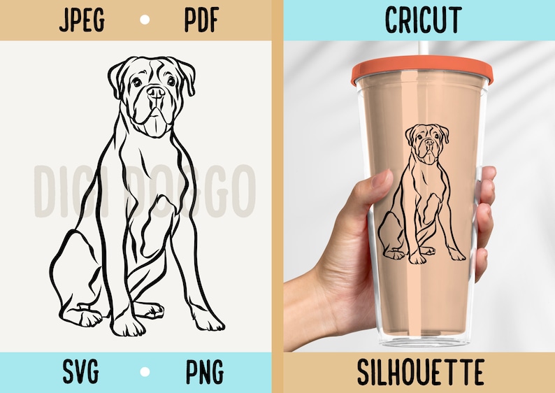 Boxer Dog Outline SVG/ Boxer Vector Illustration Bundle/ Cricut ...