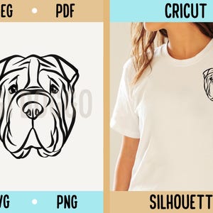 Shar Pei Dog Face Line Art: SVG Vector File (digital Download) - Etsy
