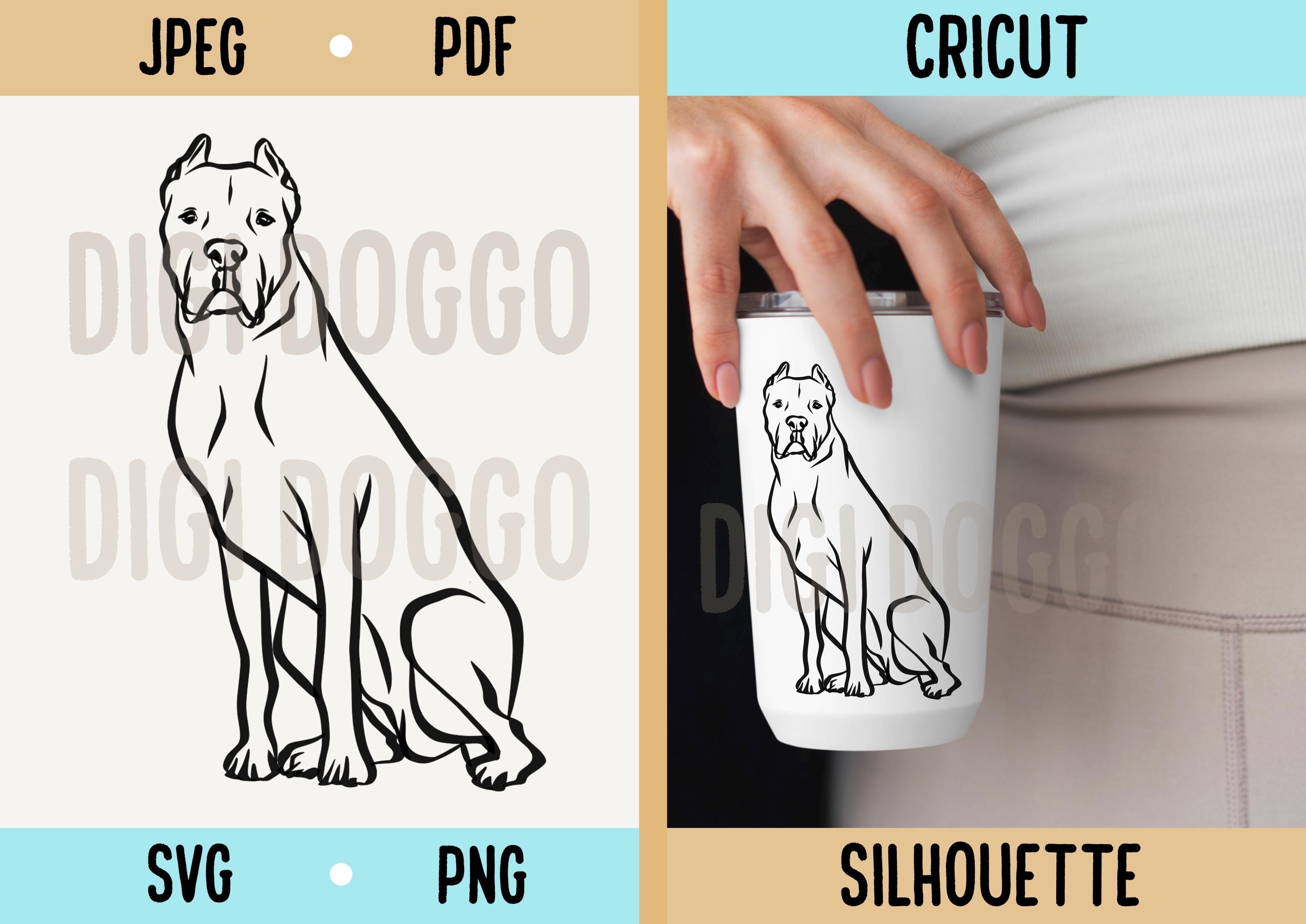 Dogo Argentino Outline SVG: Dog Line Drawing Vector Art (digital ...