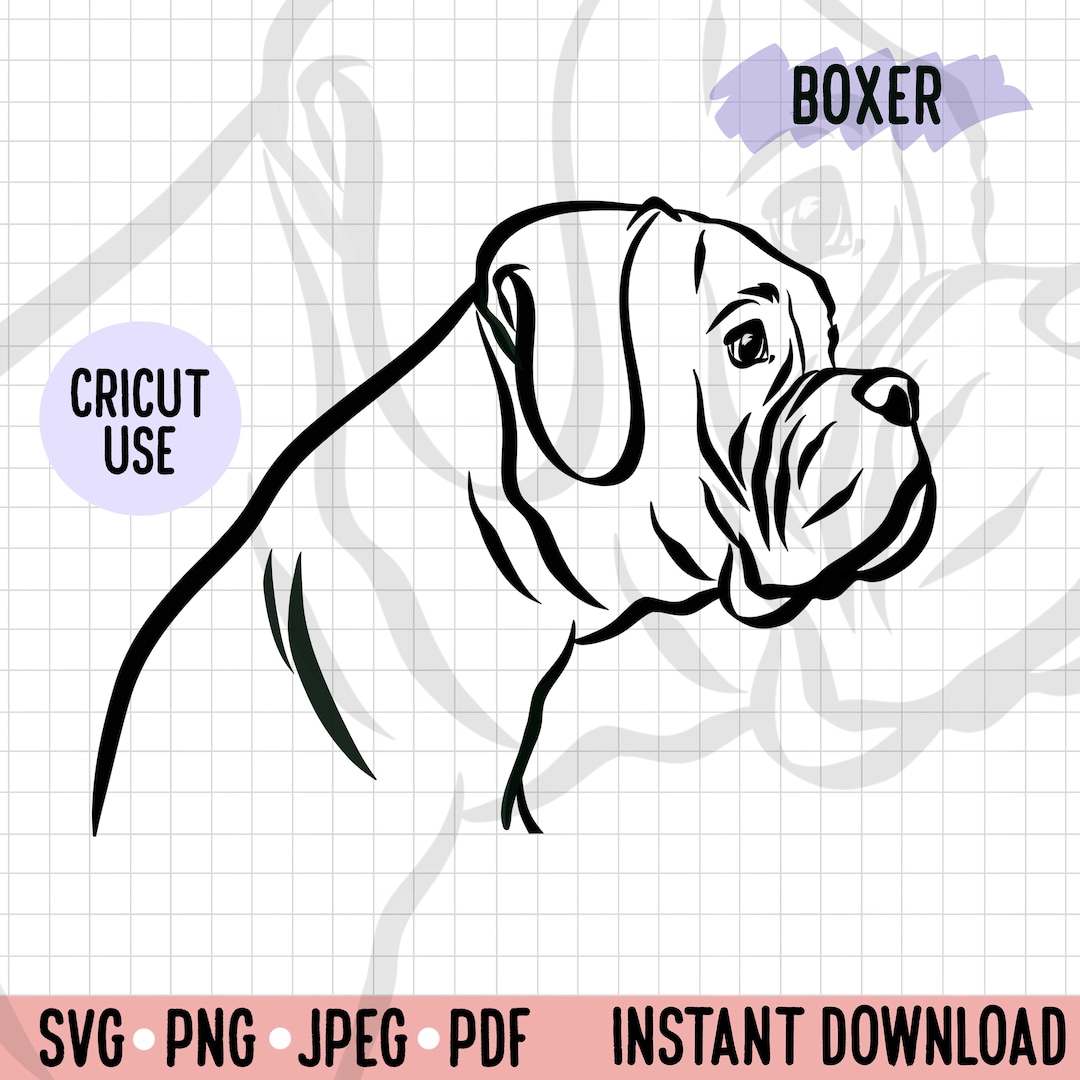 Boxer Dog Side View Outline SVG/ Minimalist Dog Line Art/ Boxer Head ...