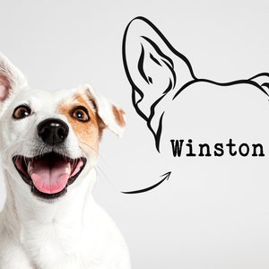 Outline Pet Ear Drawing/ Custom Dog Ear Line Portrait/ Minimalistic Dog ...