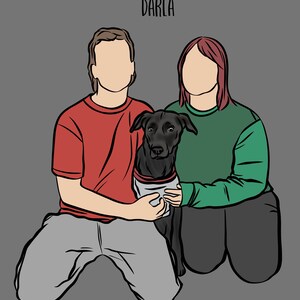 Human and Pet Digital Portrait/ Personalised Drawing From Photo/ Custom ...