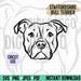 Staffordshire Bull Terrier Outline Svg/dog Face Line Art Vector File ...