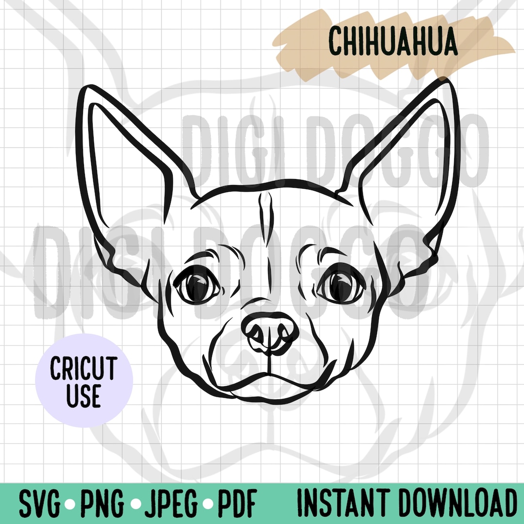 Chihuahua Outline SVG/ Dog Face Line Art Vector/dog Breed Digital ...
