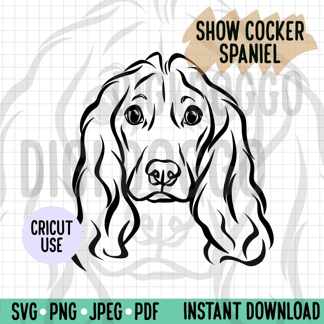 Show Cocker Spaniel Outline SVG/ Spaniel Face Line Art Vector File/ Dog ...
