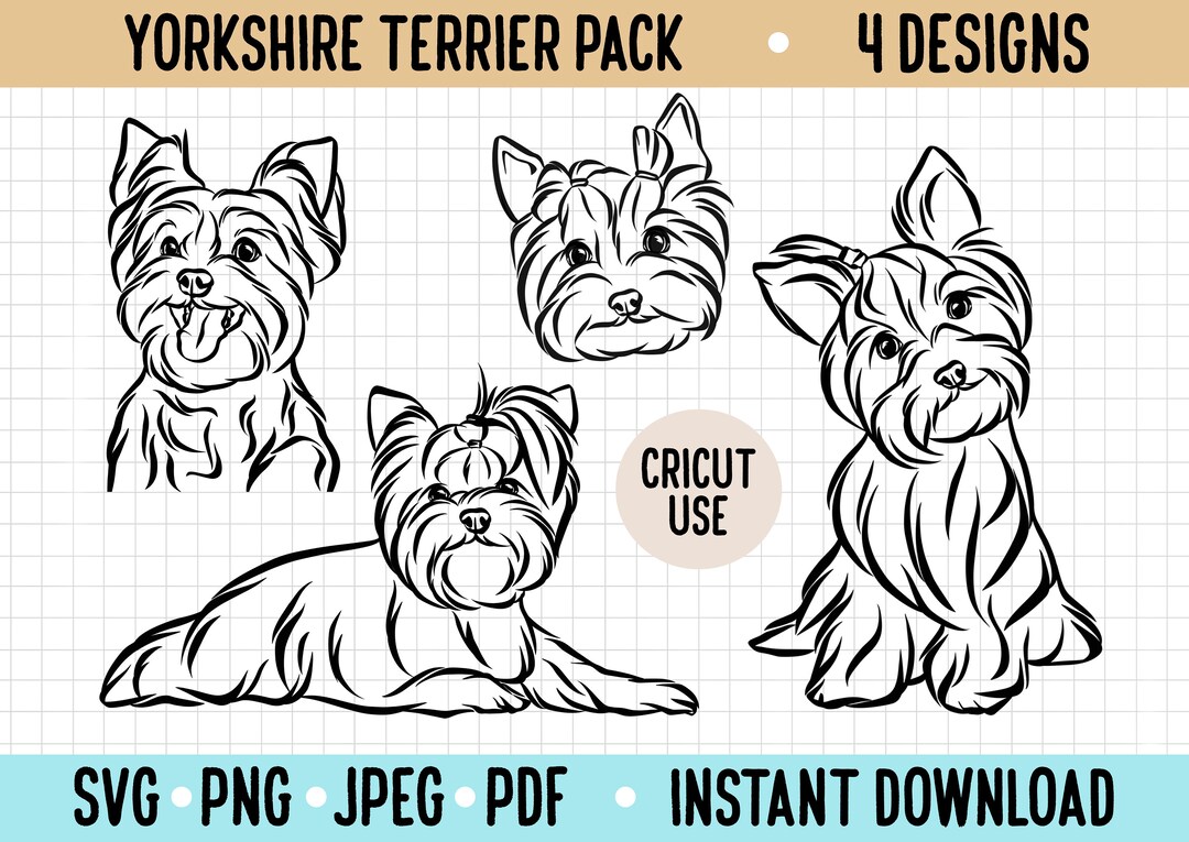 Yorkshire Terrier Outline SVG/ Dog Breed Digital Download PNG/ Cute ...