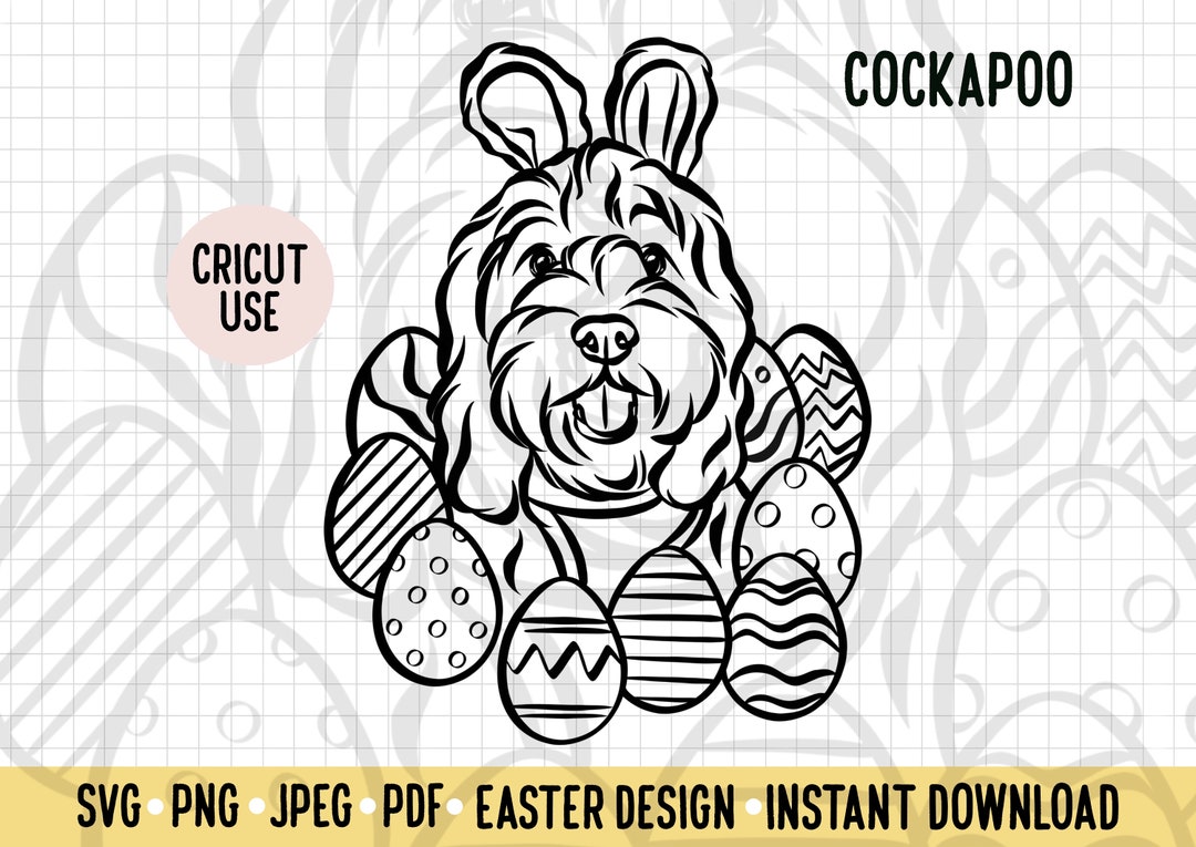 Cockapoo Easter Outline SVG/ Cricut Silhouette Cockapoo Drawing PNG ...