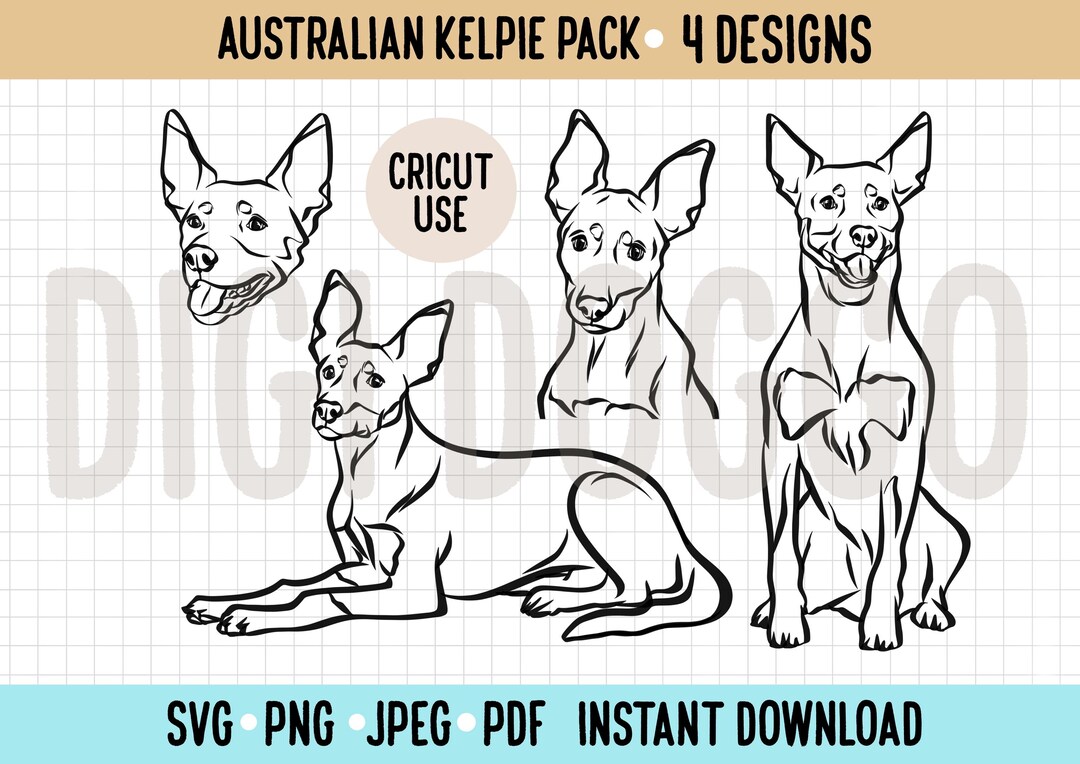 Australian Kelpie Outline Svg/dog Breed Line Drawing SVG Pack/cricut ...