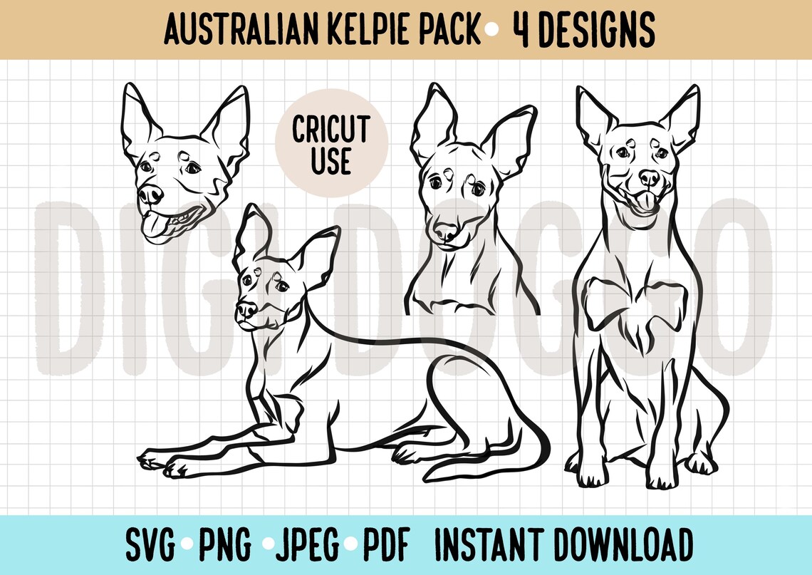 Australian Kelpie Outline SVG: Dog Breed Line Art (digital Download) - Etsy