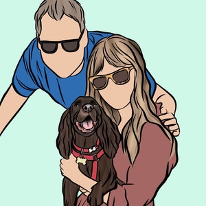 Human and Pet Digital Portrait/ Personalised Drawing From Photo/ Custom ...