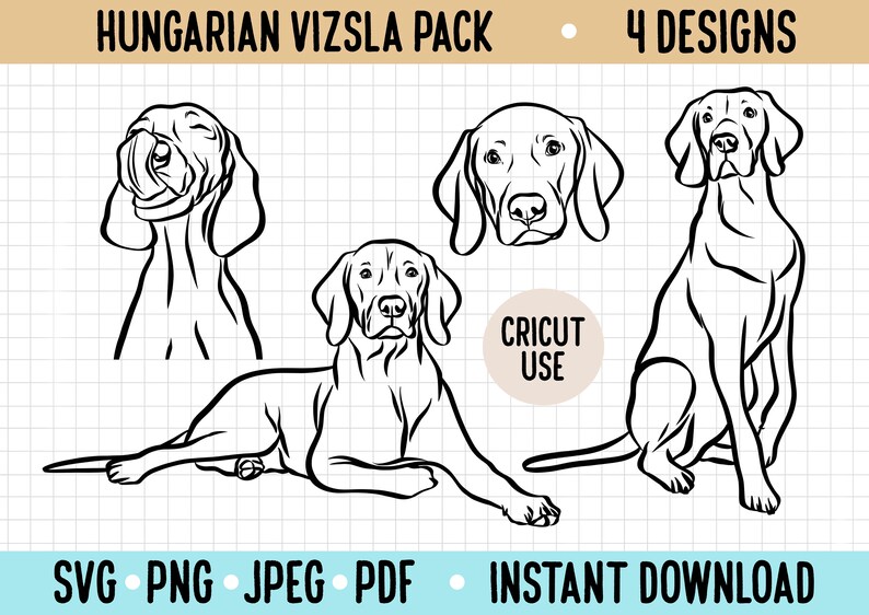 Vizsla Outline SVG: Dog Line Art Vector Pack (digital Download) - Etsy
