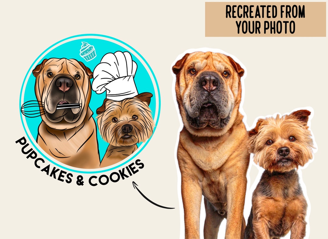 Custom Business Logo Design Featuring Pet Personalised Dog Cat Unique ...