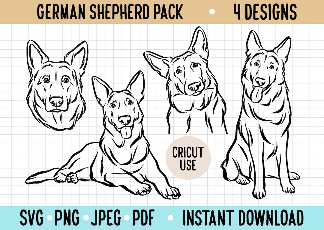 German Shepherd Outline SVG: Dog Line Art Clipart (digital Download) - Etsy