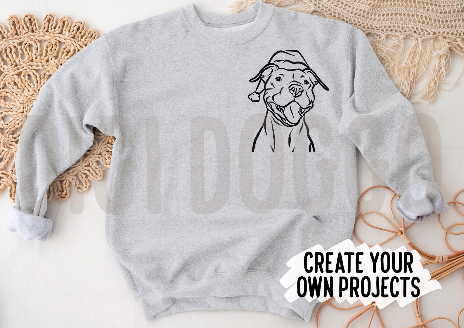 Pitbull Christmas Dog Svg/bully Dog Breed Line Portrait Drawing/pittie ...