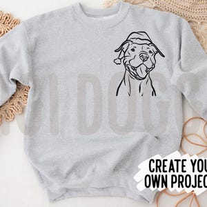 Pitbull Christmas Dog Svg/bully Dog Breed Line Portrait Drawing/pittie ...