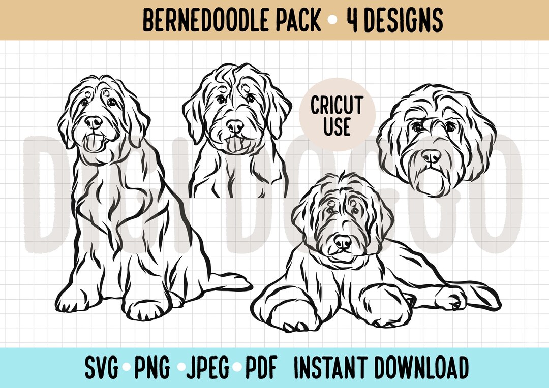 Bernedoodle Outline SVG: Dog Line Drawing Vector (digital Download) - Etsy