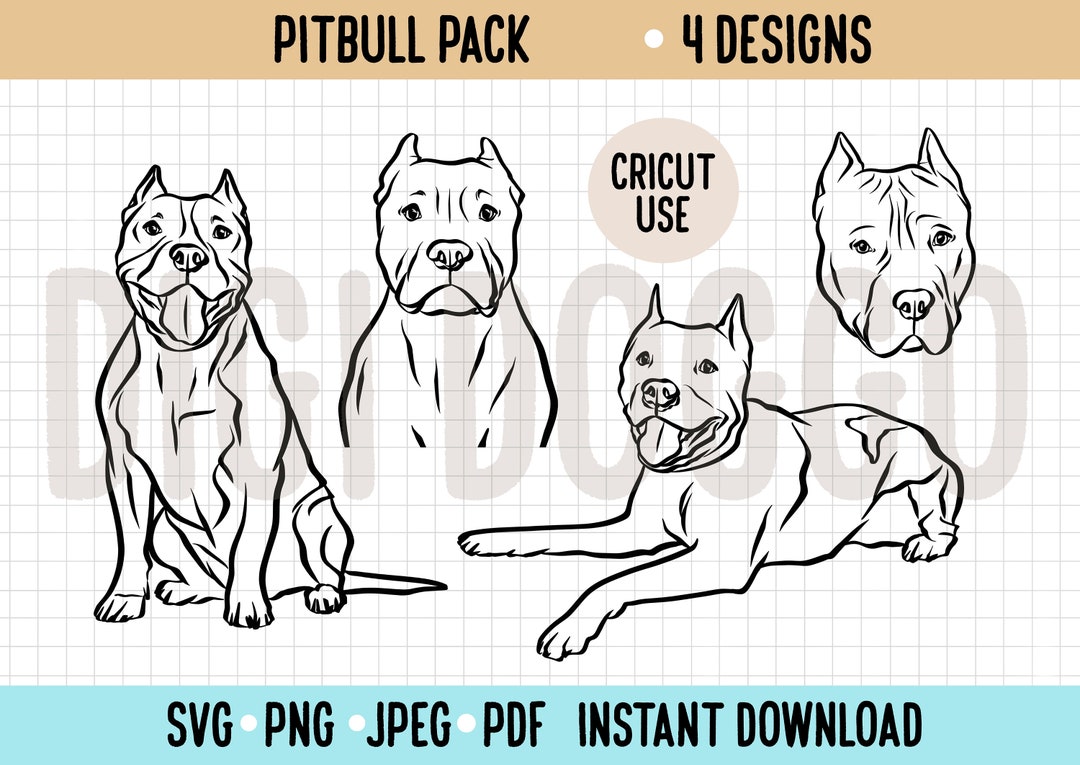 Pitbull Dog Outline Svg/large Dog Breed Line Drawing SVG Bundle/cricut ...