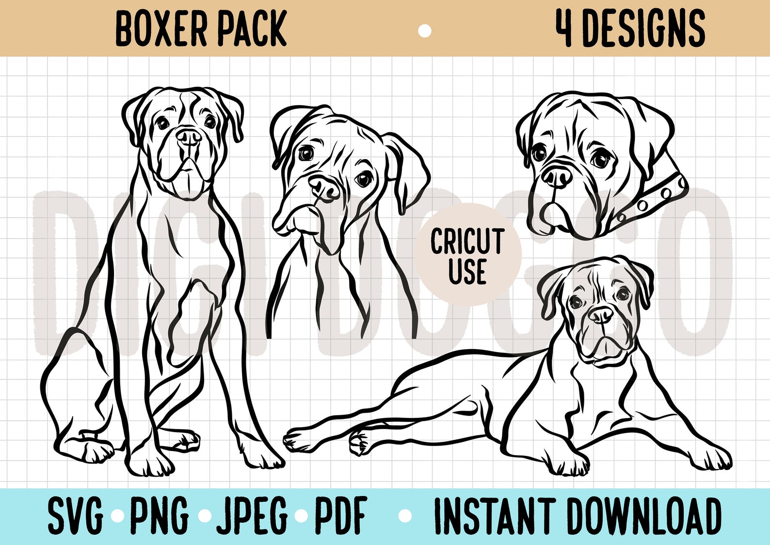 Boxer Dog Outline SVG/ Boxer Vector Illustration Bundle/ - Etsy UK