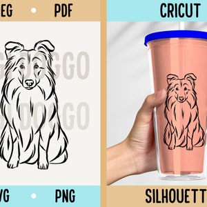 Sheltie Outline SVG/ Cute Sheltie Dog Breed Vector Graphic Illustration ...