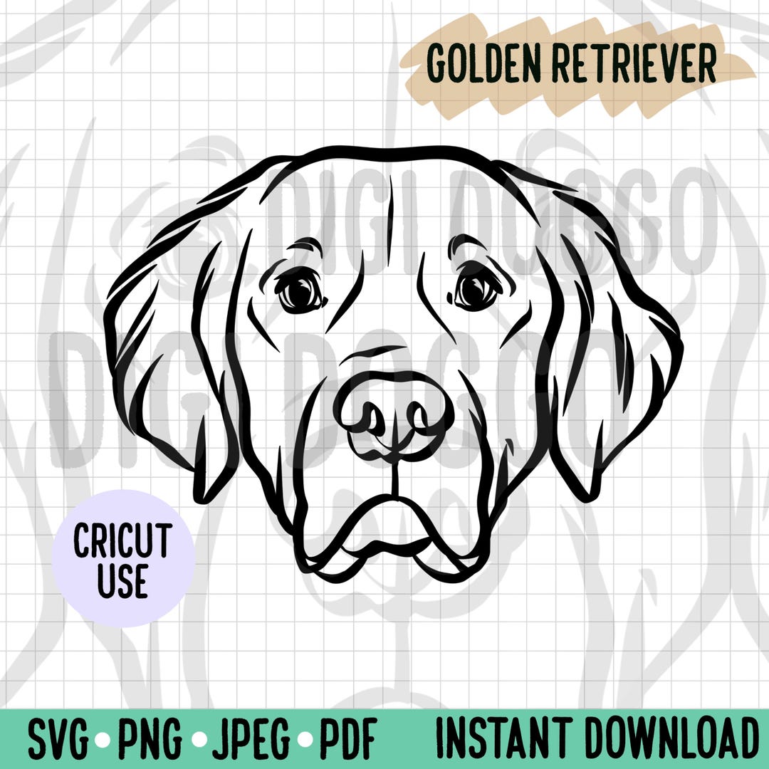 Golden Retriever Outline SVG: Dog Face Line Art (digital Download) - Etsy