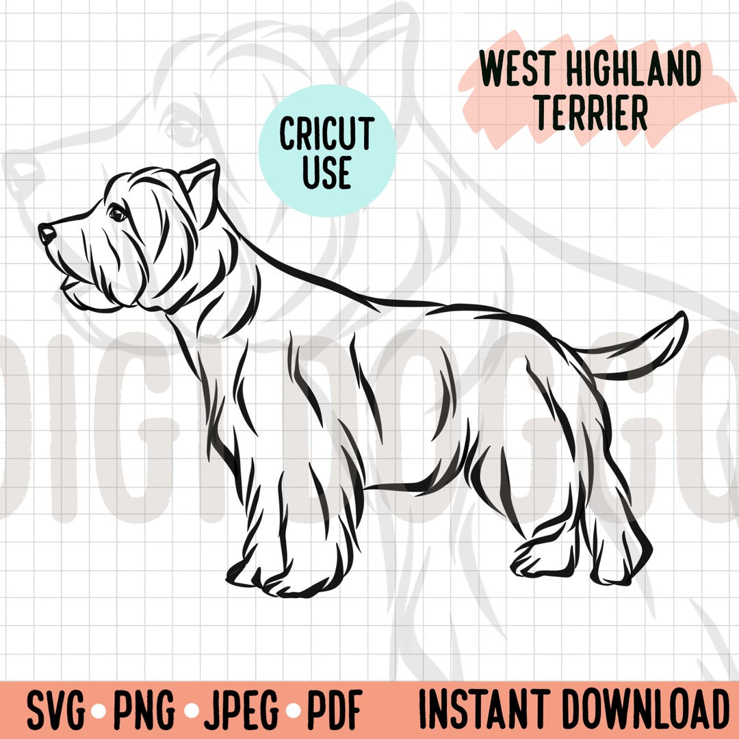 West Highland Terrier Standing Sideview Outline SVG/ Westie Line ...