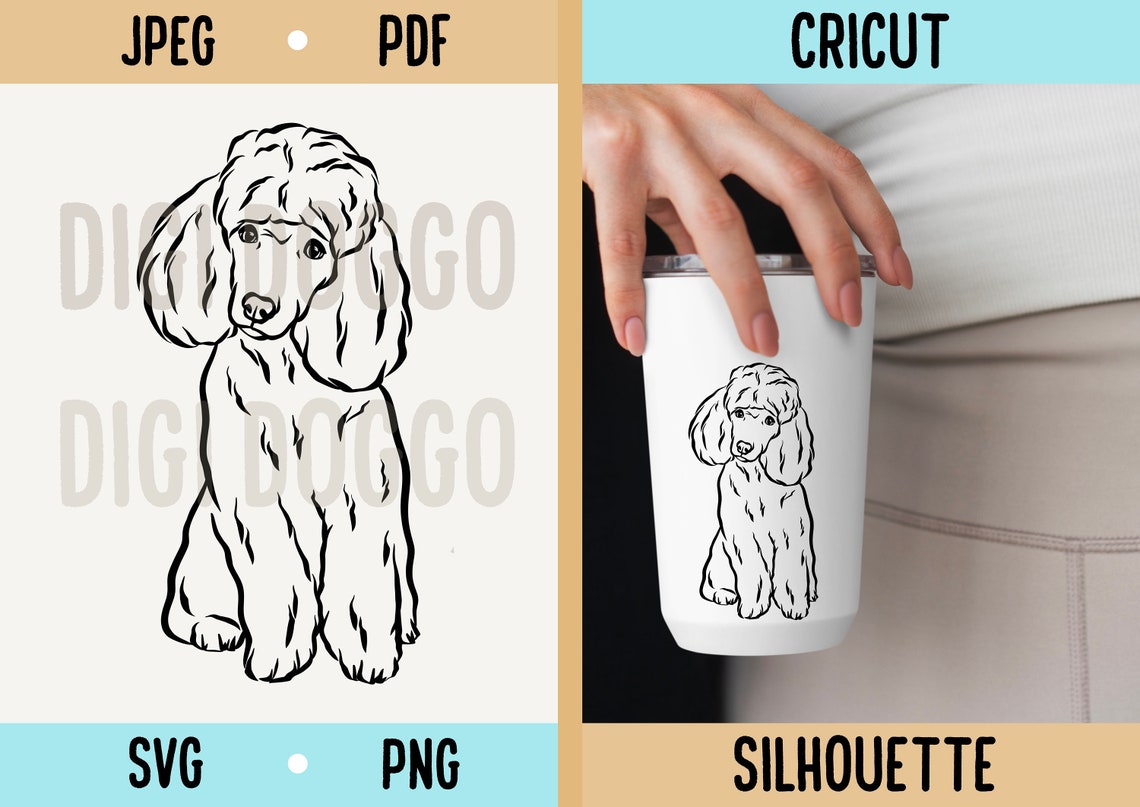 Poodle Outline SVG/ Cute Poodle Face Dog Vector Graphic Illustration ...
