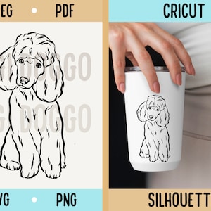 Poodle Outline SVG/ Cute Poodle Face Dog Vector Graphic Illustration ...
