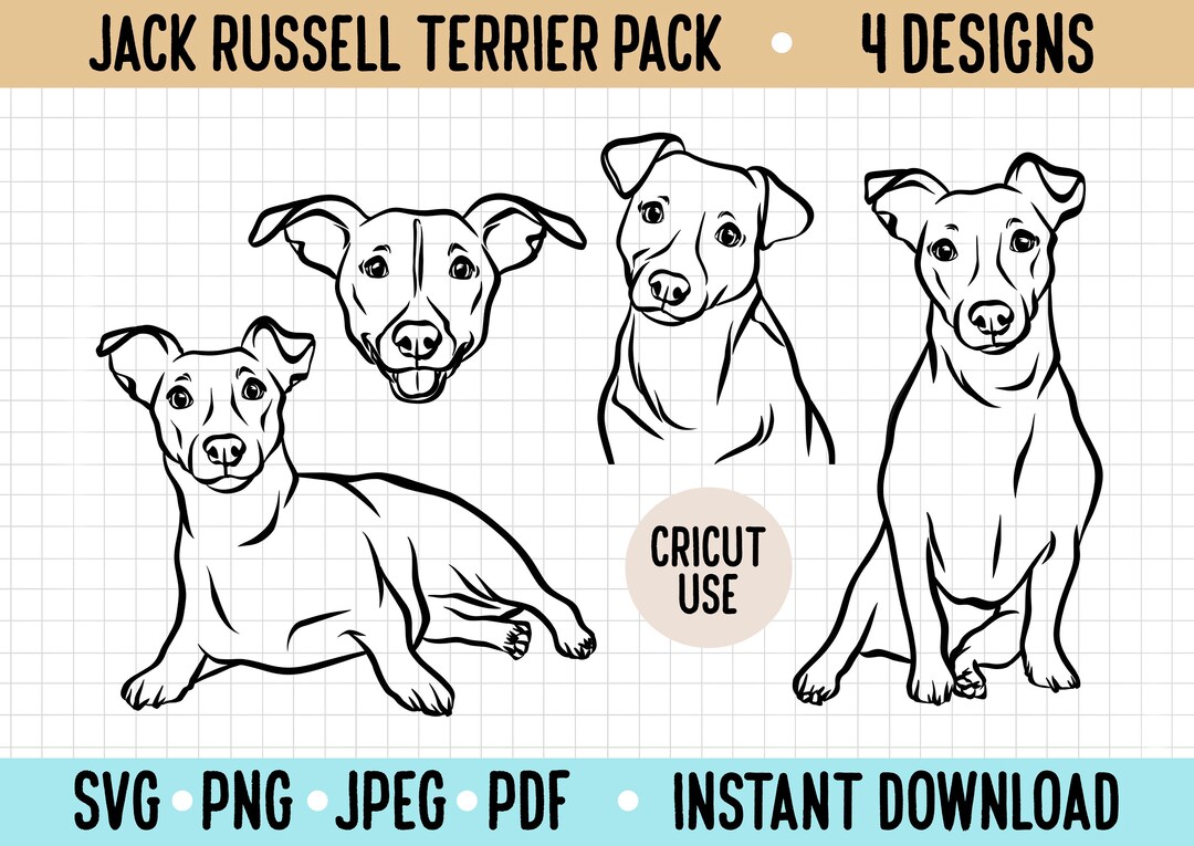 Jack Russell Terrier Outline SVG: Dog Breed Vector Art (digital ...