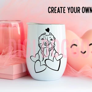 Pitbull Love Outline SVG Valentines Dog Line Portrait Clipart Pittie ...