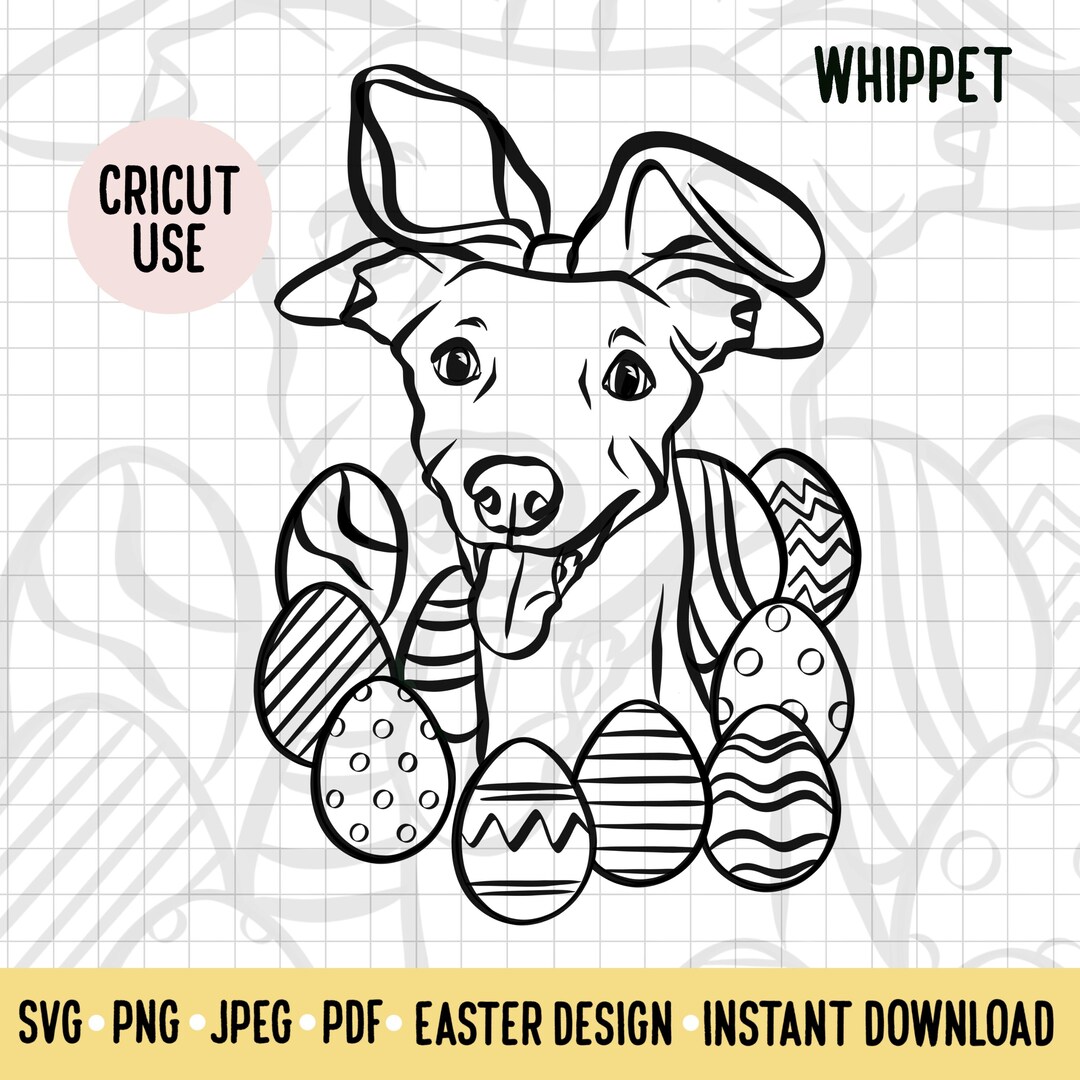 Greyhound Easter SVG/ Dog Breed Digital Download Vector File/ Whippet ...