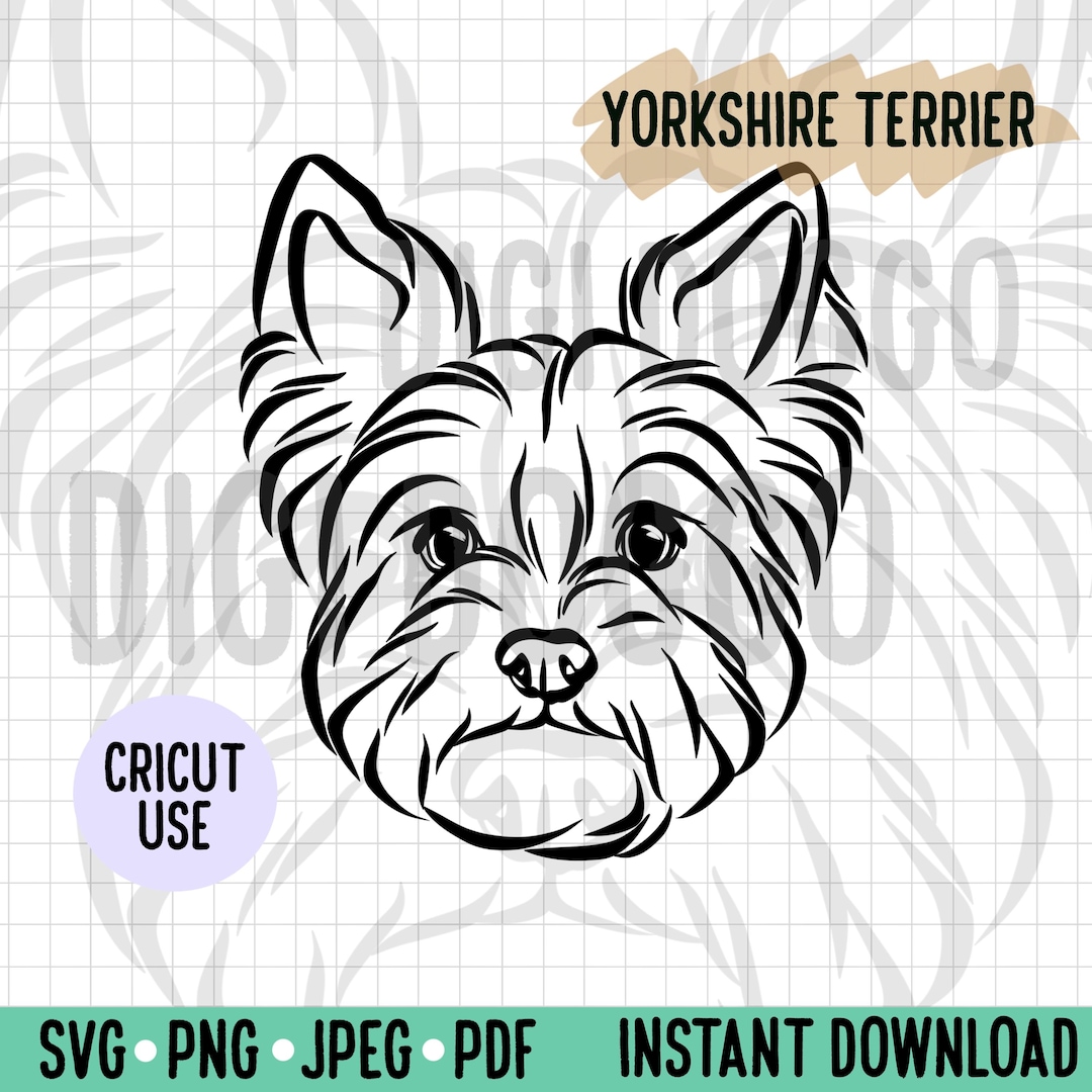 Yorkshire Terrier Outline SVG/ Yorkie Dog Line Art Vector/ Dog Breed ...