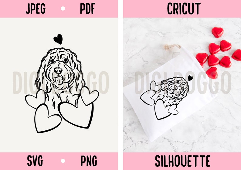 Cockapoo Outline SVG Valentines Dog Line Portrait Cockapoo Face Clipart ...