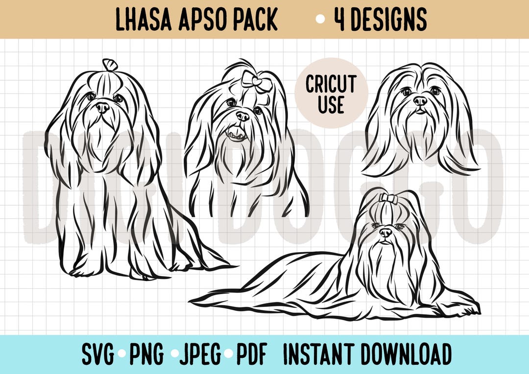 Lhasa Apso Outline Svg/dog Breed Line Drawing SVG Pack/cricut ...