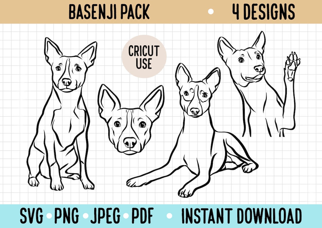 Basenji Outline SVG: Dog Line Drawing Vector (digital Download) - Etsy