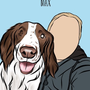 Human and Pet Digital Portrait/ Personalised Drawing From Photo/ Custom ...