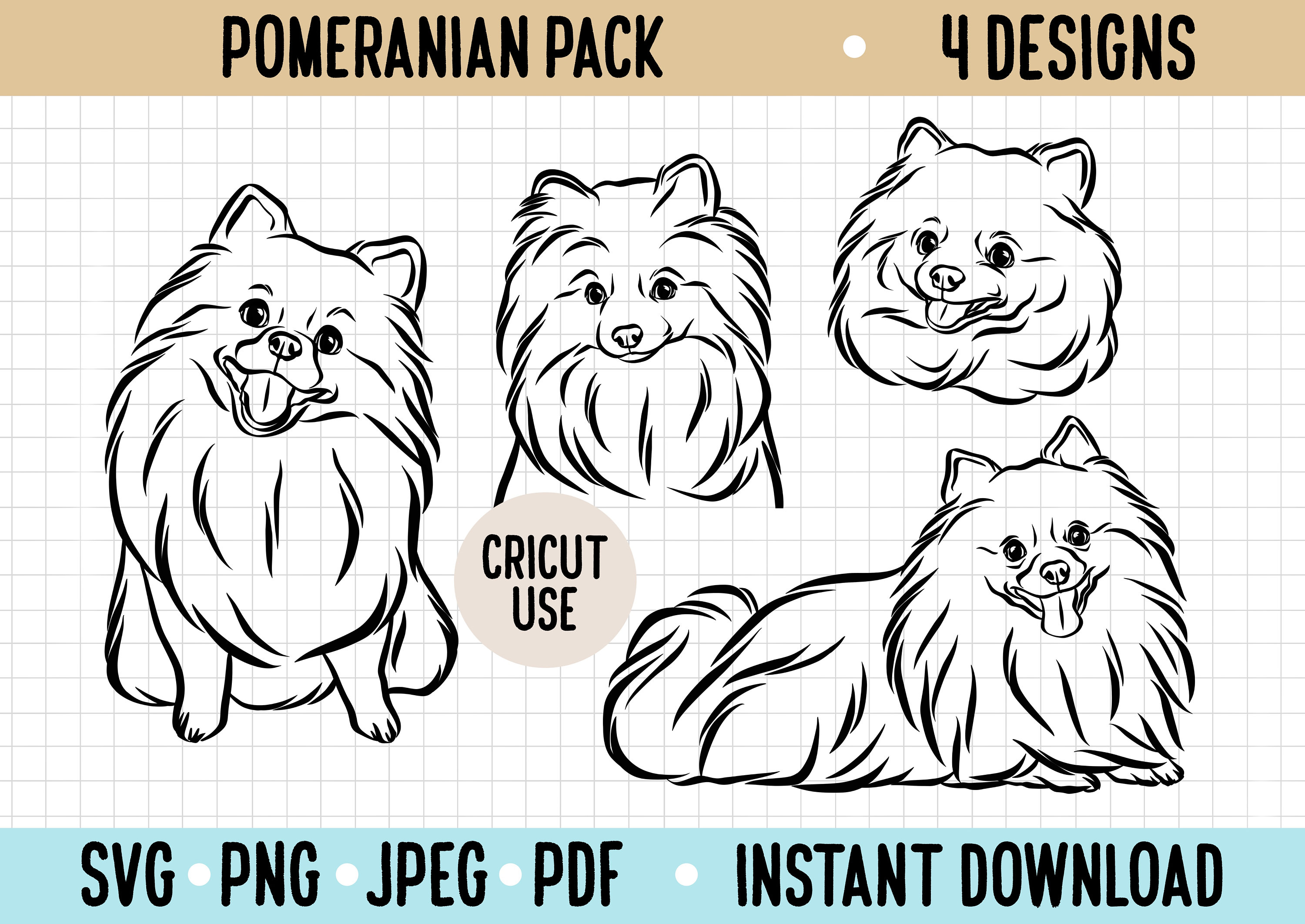 Pomeranian Outline SVG/ Cute Pomeranian Line Art Vector - Etsy Canada