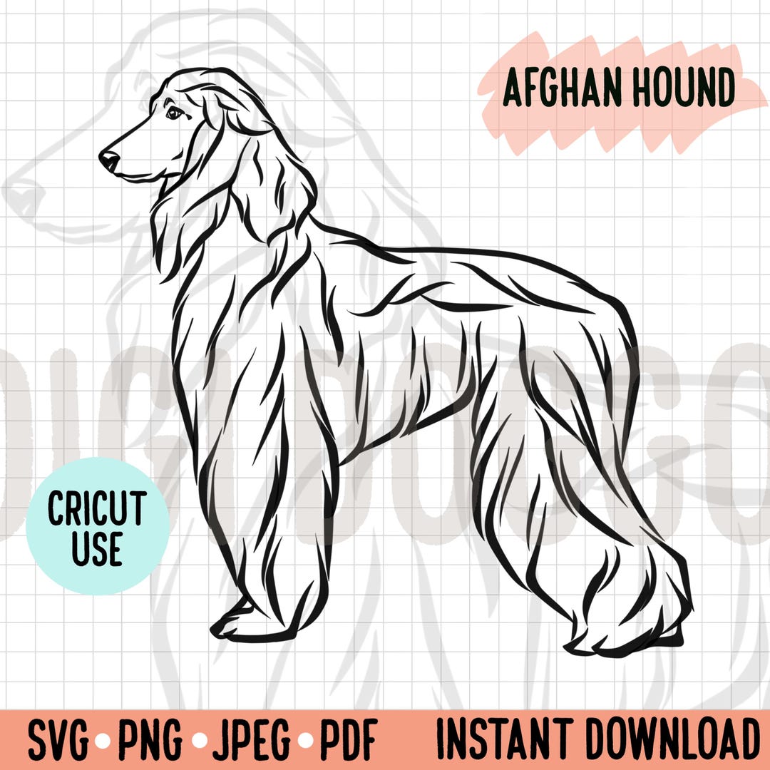 Afghan Hound Line Art: Dog Breed SVG, PNG, PDF (digital Download) - Etsy