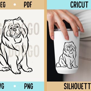 Chow Chow Line Art Bundle: Dog Breed SVG Vector Graphics (digital ...