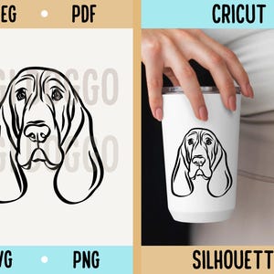 Basset Hound Outline SVG/ Basset Hound Face Line Art Vector File/ Dog ...