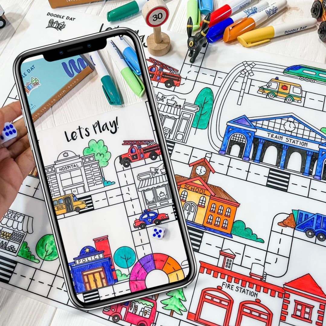 Reusable Large Colouring Mat Set Bundle 3 in 1 Placemat: LETS PLAY by ...