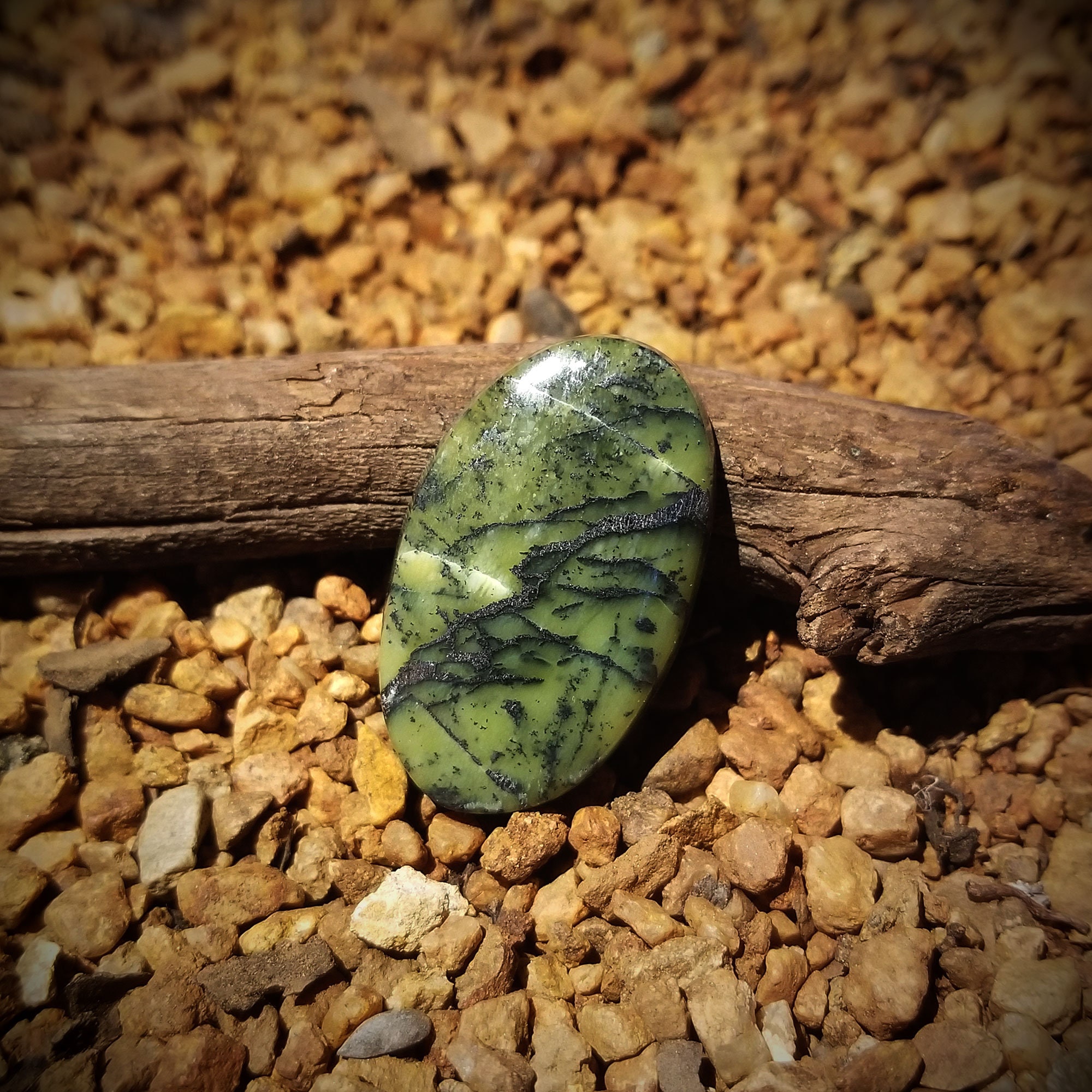 Lemon Turquoise. Old Stock Gemstone Cabochon. 33 Carats. Tiggerite and ...