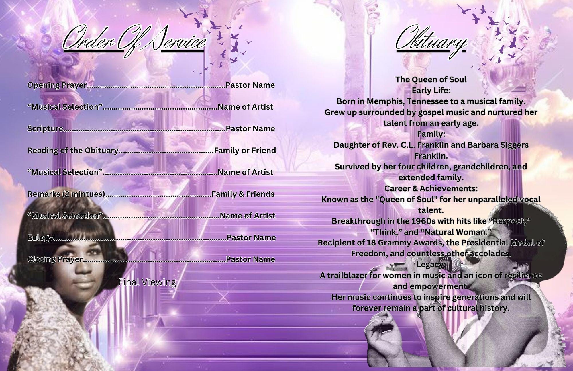 Magazine Style Obituary Template Instant Download & Customizable in ...