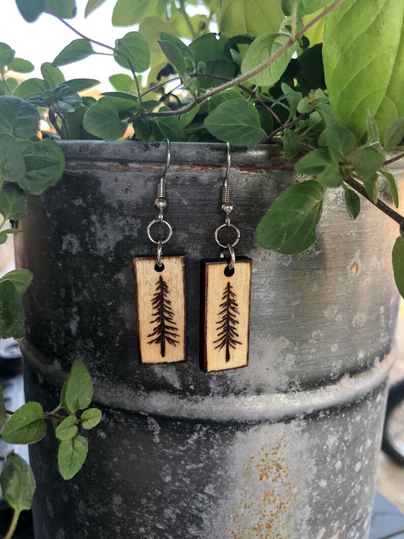 Mini Tree Wooden Earrings - Etsy