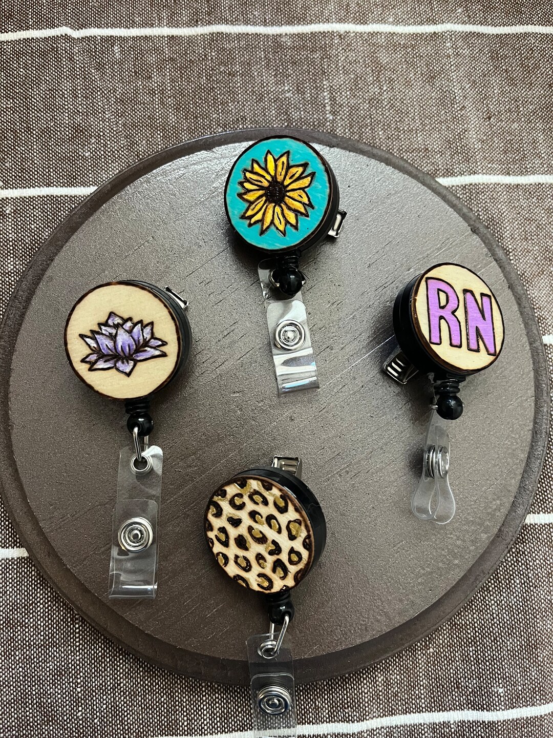 Handmade Custom Woodburned Painted Badge Reel Clips - Etsy