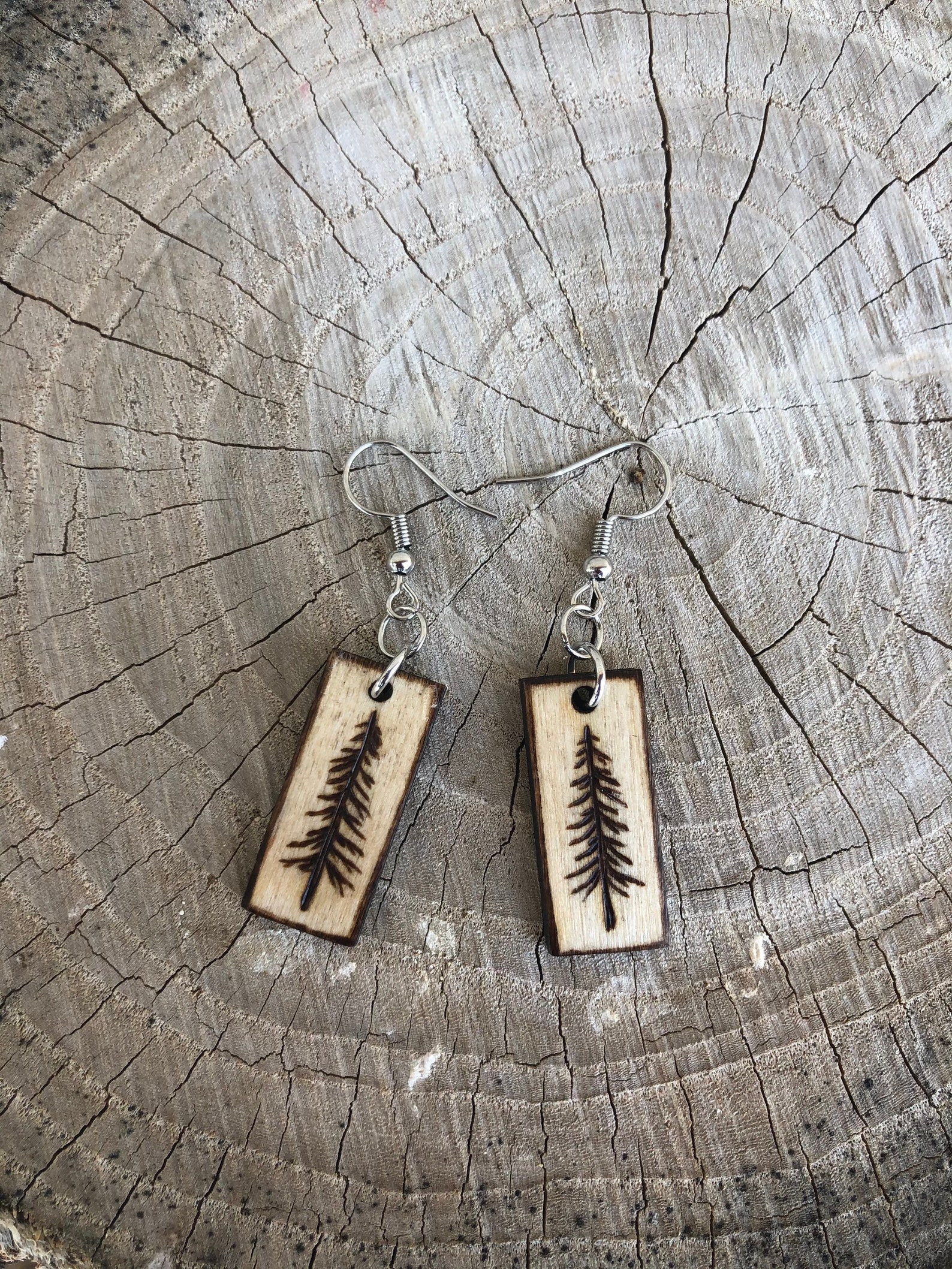 Mini Tree Wooden Earrings - Etsy