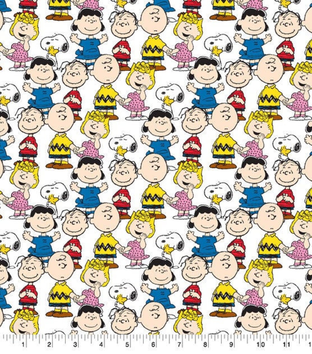 Peanuts Packed Characters Cotton Fabric - Etsy