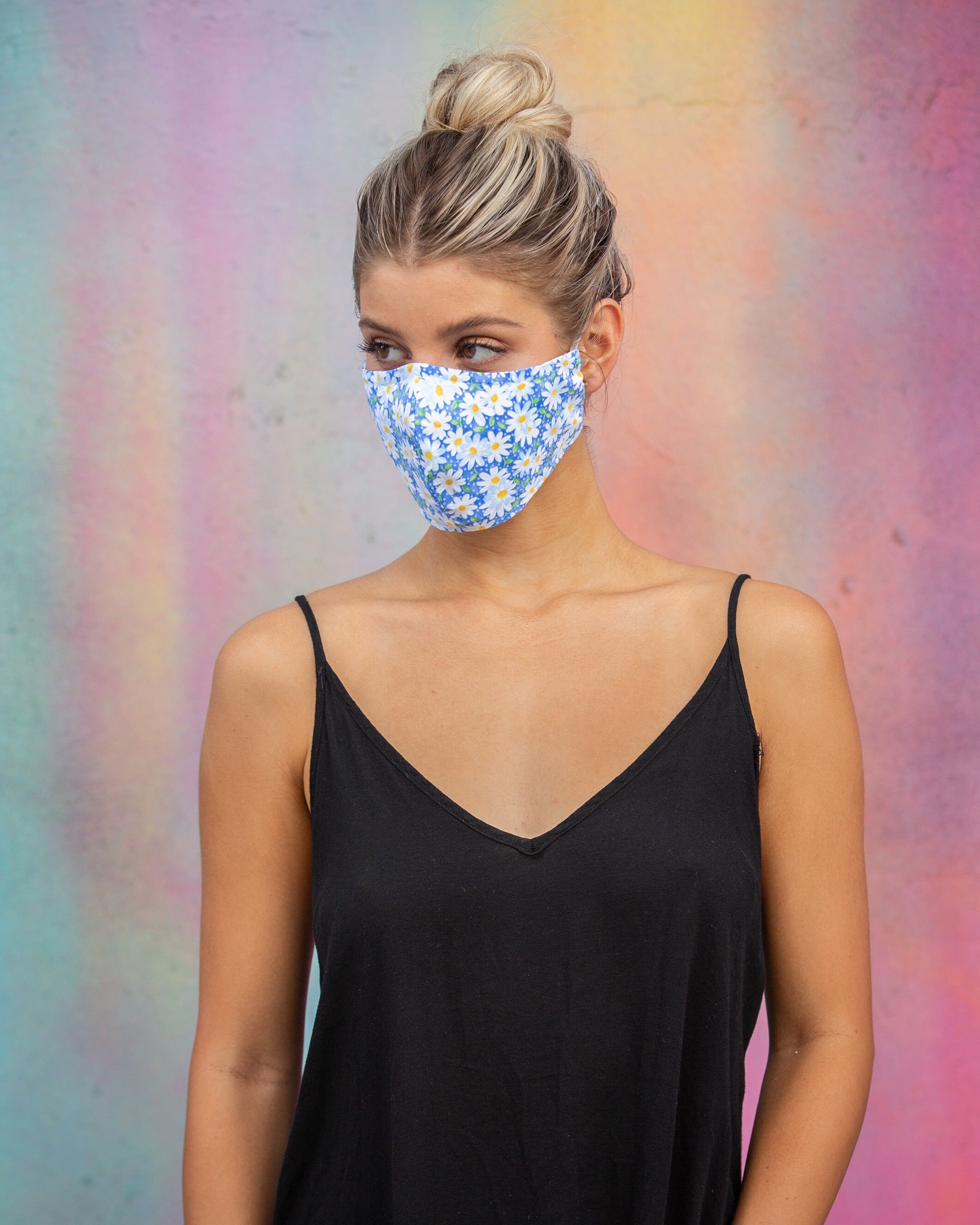 Blue Daisy Face Mask Floral Face Masks Hand Made Face | Etsy