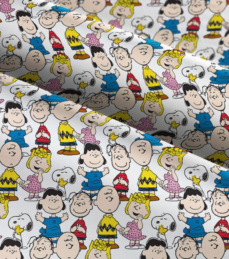 Peanuts Packed Characters Cotton Fabric - Etsy