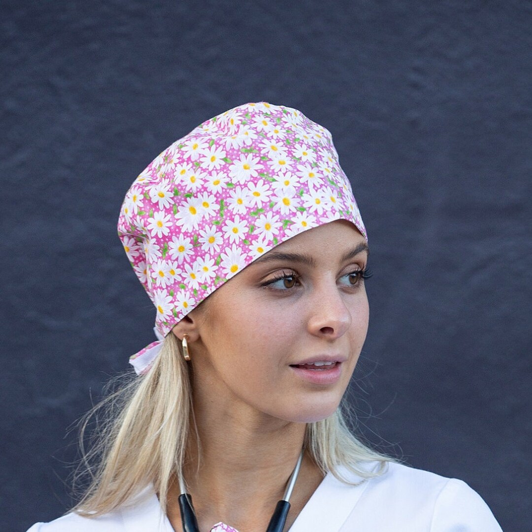 Pink Daisy Surgical Cap, Scrub Caps, Scrub Hats, Surgery Caps - Etsy